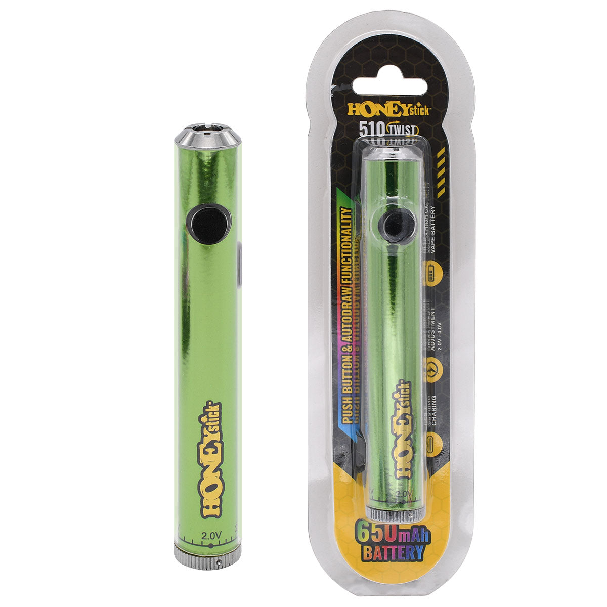 Designer Twist 510 Vape Pen Battery - Variable Voltage 650mAh Capacity